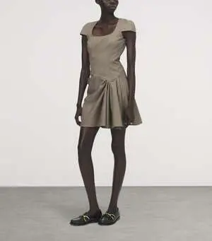 Alexander McQueen Wool Gathered Mini Dress