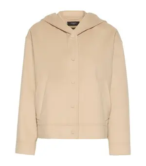 Max Mara Virgin Wool Hooded Short Coat - Beige