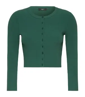 Max Mara Cropped 3/4 Sleeve Cardigan - Green