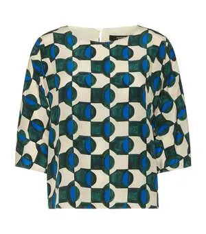 Max Mara Silk Printed Blouse - Green