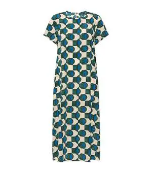 Max Mara Silk Printed Midi Dress - Green
