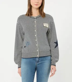 Max Mara Striped Crew-neck Cardigan