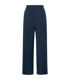 Max Mara Virgin Wool Straight-leg Trousers - Navy