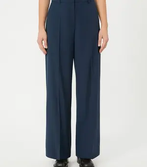 Max Mara Virgin Wool Tailored Straight-leg Trousers - Navy