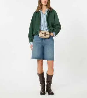Max Mara Suede Drawstring Bomber Jacket