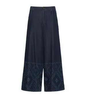 Max Mara Printed Wide-leg Jeans - Navy