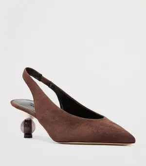 Max Mara Suede Bauble-heel Slingback Pumps 55