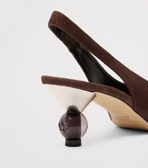 Max Mara Suede Bauble-heel Slingback Pumps 55