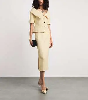 Alessandra Rich Sequined Tweed Midi Skirt