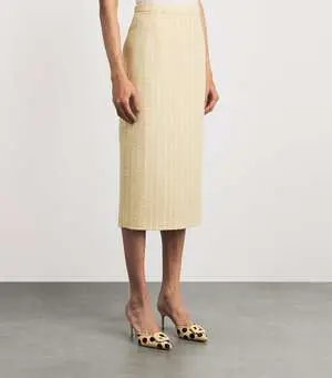 Alessandra Rich Sequined Tweed Midi Skirt