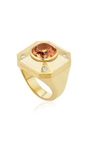 ORLY MARCEL 18k Yellow Gold One Of A Kind Tile Cocktail Ring With Rubellite - Pink