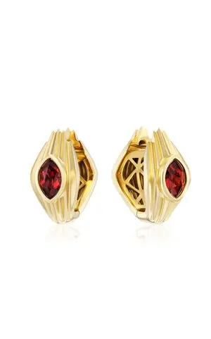 ORLY MARCEL 18k Yellow Gold Intention Stone Hoops With Garnet - Red
