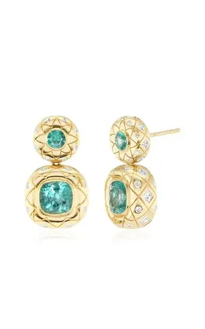 ORLY MARCEL 18k Yellow Gold Emerald Bliss Drop Earrings - Green
