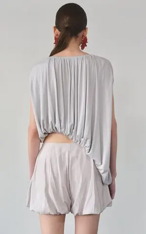 Source Unknown Rennie Gathered Jersey Top - Grey
