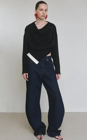Source Unknown Amalia Draped Blouse - Black