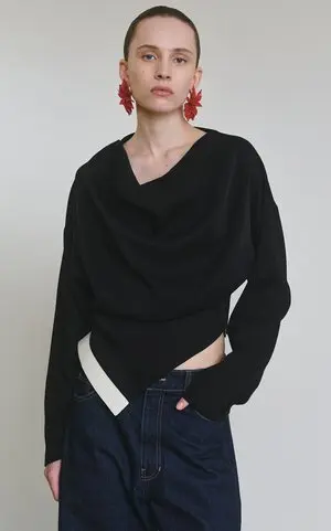 Source Unknown Amalia Draped Blouse - Black