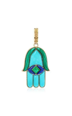ORLY MARCEL 18k Yellow Gold Large Hamsa Amulet - Blue