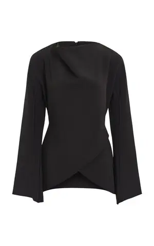 Source Unknown Solina Crepe Cowl-neck Top - Black