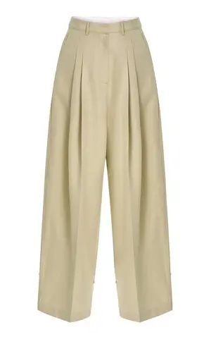 Source Unknown Roanna Button Cuff Straight Leg Trousers - Brown