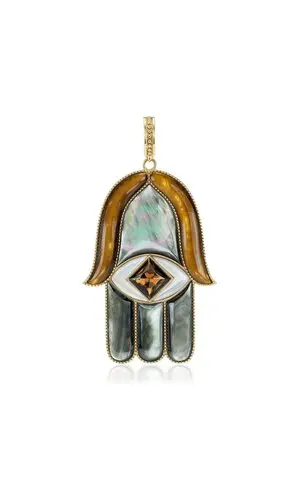 ORLY MARCEL 18k Yellow Gold X Large Hamsa Amulet - Brown
