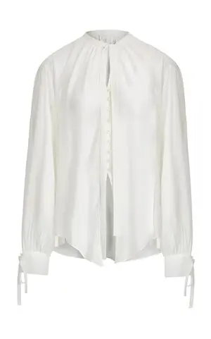 Source Unknown Veylin Chiffon Tie Cuff Top - White
