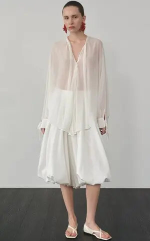 Source Unknown Veylin Chiffon Tie Cuff Top