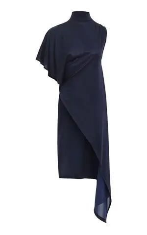 Source Unknown Livia Asymmetric Draped Top - Navy