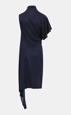 Source Unknown Livia Asymmetric Draped Top - Navy