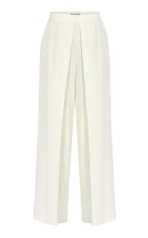 Source Unknown Leroy Box-pleat Straight Leg Trousers - White
