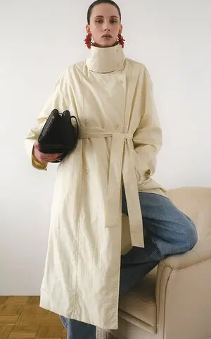 Source Unknown Helga Double Layer Cotton-blend Trench Coat - White