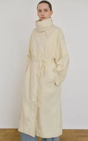 Source Unknown Helga Double Layer Cotton-blend Trench Coat - White