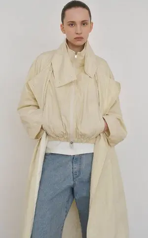 Source Unknown Helga Double Layer Cotton-blend Trench Coat - White