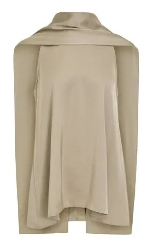 Source Unknown Onnea Scarf-detail Satin Top - Brown