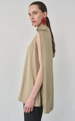 Source Unknown Onnea Scarf-detail Satin Top - Brown