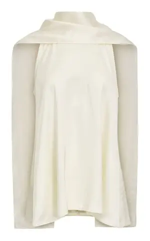 Source Unknown Onnea Scarf-Detail Satin Top White