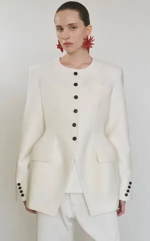 Source Unknown Adine Hourglass Blazer - White