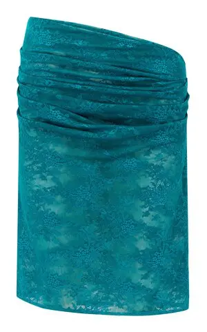 Alex Perry Tucked Stretch Lace Mini Skirt - Blue