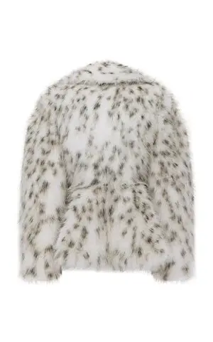 Alex Perry Contoured Snow Leopard Faux Fur Jacket
