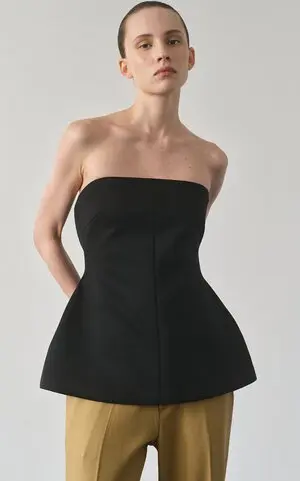 Source Unknown Rubik Peplum Top - Black
