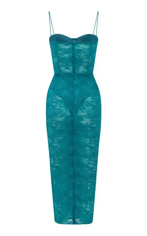 Alex Perry Cupped Sheer Stretch Lace Maxi Dress