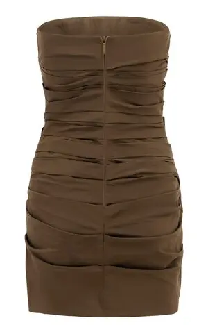 Alex Perry Strapless Tucked Taffeta Mini Dress