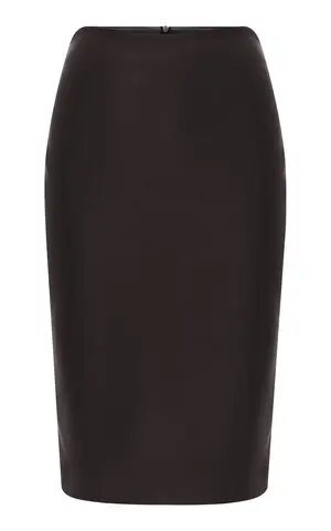 Alex Perry Leather Midi Skirt
