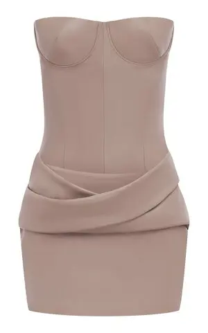 Alex Perry Longline Cupped Leather Mini Dress