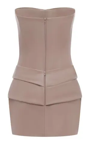 Alex Perry Longline Cupped Leather Mini Dress