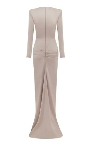 Alex Perry Long Sleeve Draped Gown