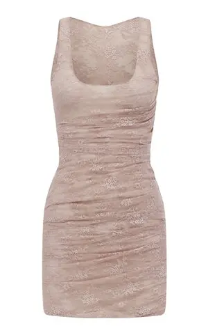 Alex Perry Singlet Sheer Stretch Lace Mini Dress - Light Pink