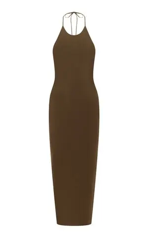 Alex Perry Halter Powermesh Maxi Dress