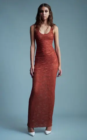 Alex Perry Singlet Sheer Stretch Lace Column Maxi Dress