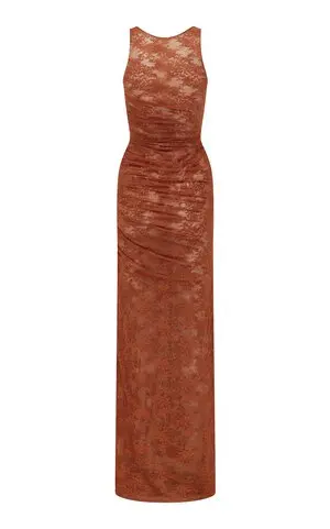 Alex Perry Singlet Sheer Stretch Lace Column Maxi Dress