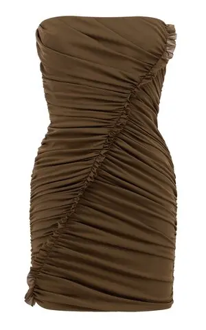 Alex Perry Strapless Ruffle Powermesh Mini Dress